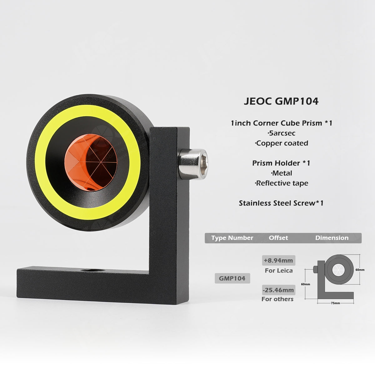 JEOC 90 Degree Monitoring Prism GMP104 with Reflective Circle, inch L ...