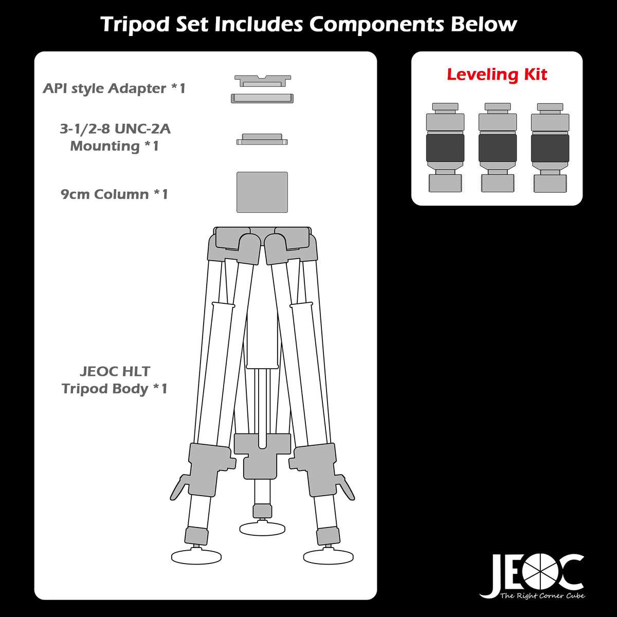 JEOC Heavy Load Tripod with Leveling Kit, for API Laser Trackers, with ...