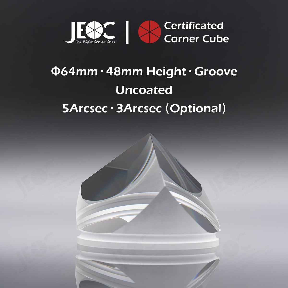 100pcs JEOC Certificated Corner Cube, 64mm Diameter, 48mm Height refle ...