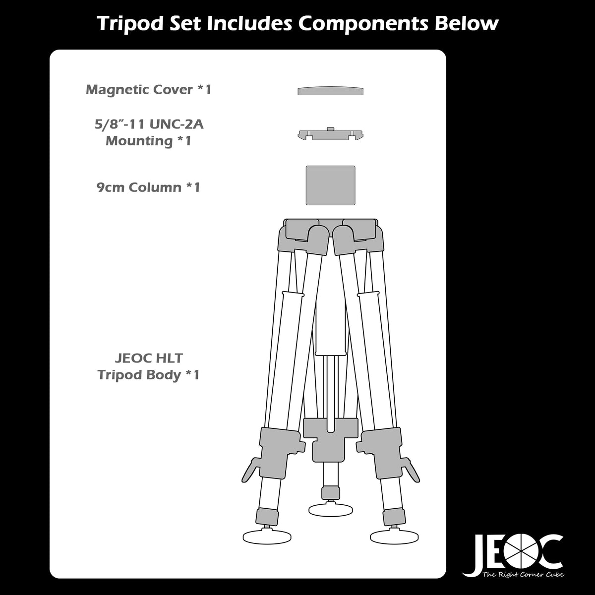 JEOC Heavy Load Tripod for Faro Swiss API Laser Trackers, 5/8-11 UNC-2 ...