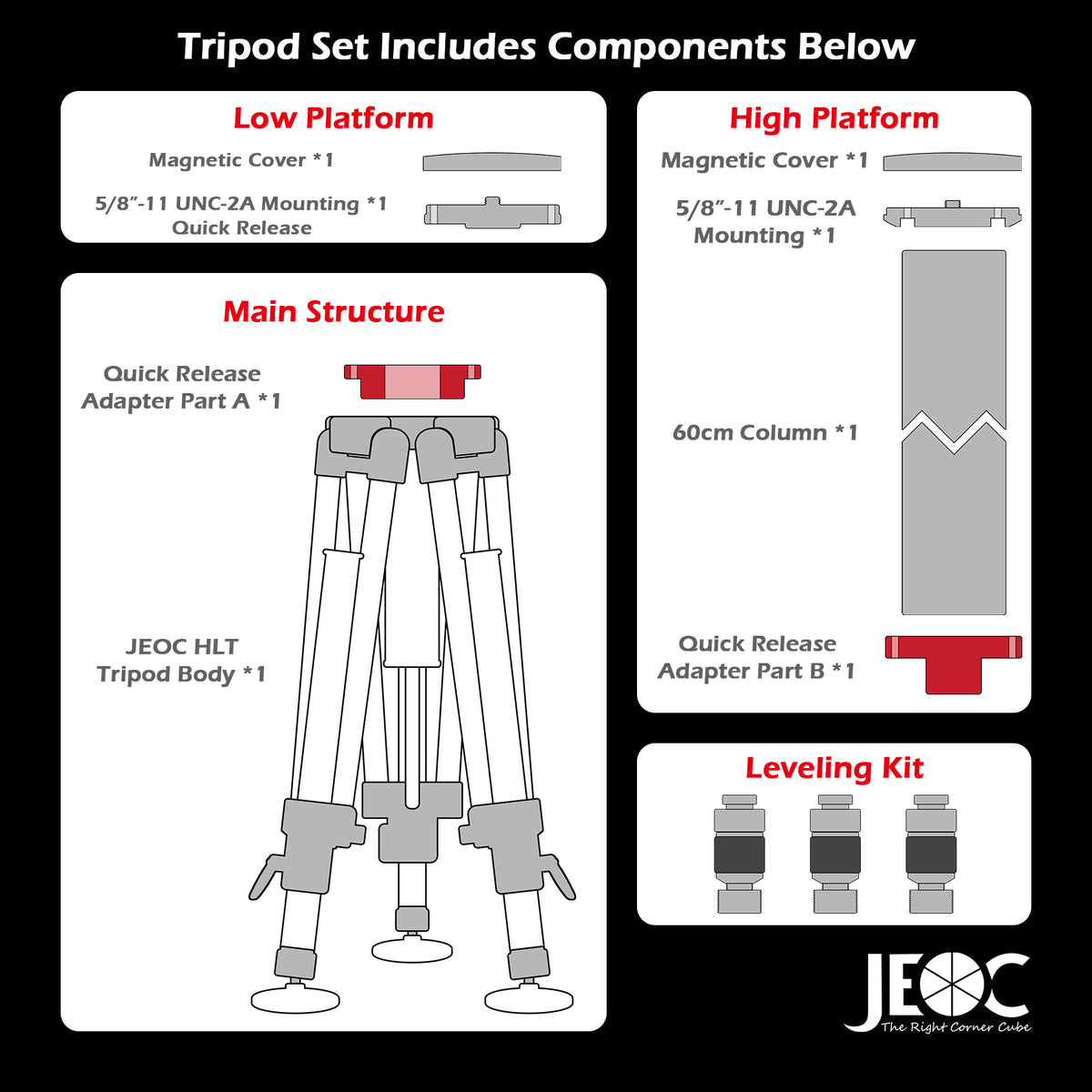JEOC Heavy Load Tripod with Leveling Kit & 60cm Height Kit, for Faro L ...