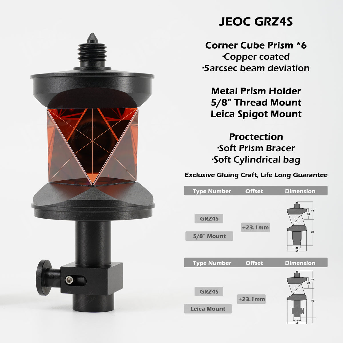 JEOC GRZ4S, Metal 360 Degree Reflective Prism for Swiss ATR Total-stat ...