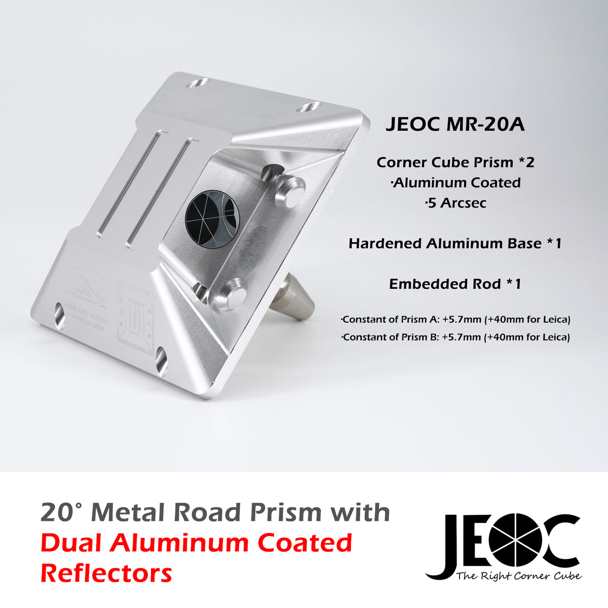 JEOC 20 Degree Road Monitoring Prism, Cat eye Prism w/ Dual Aluminum C ...